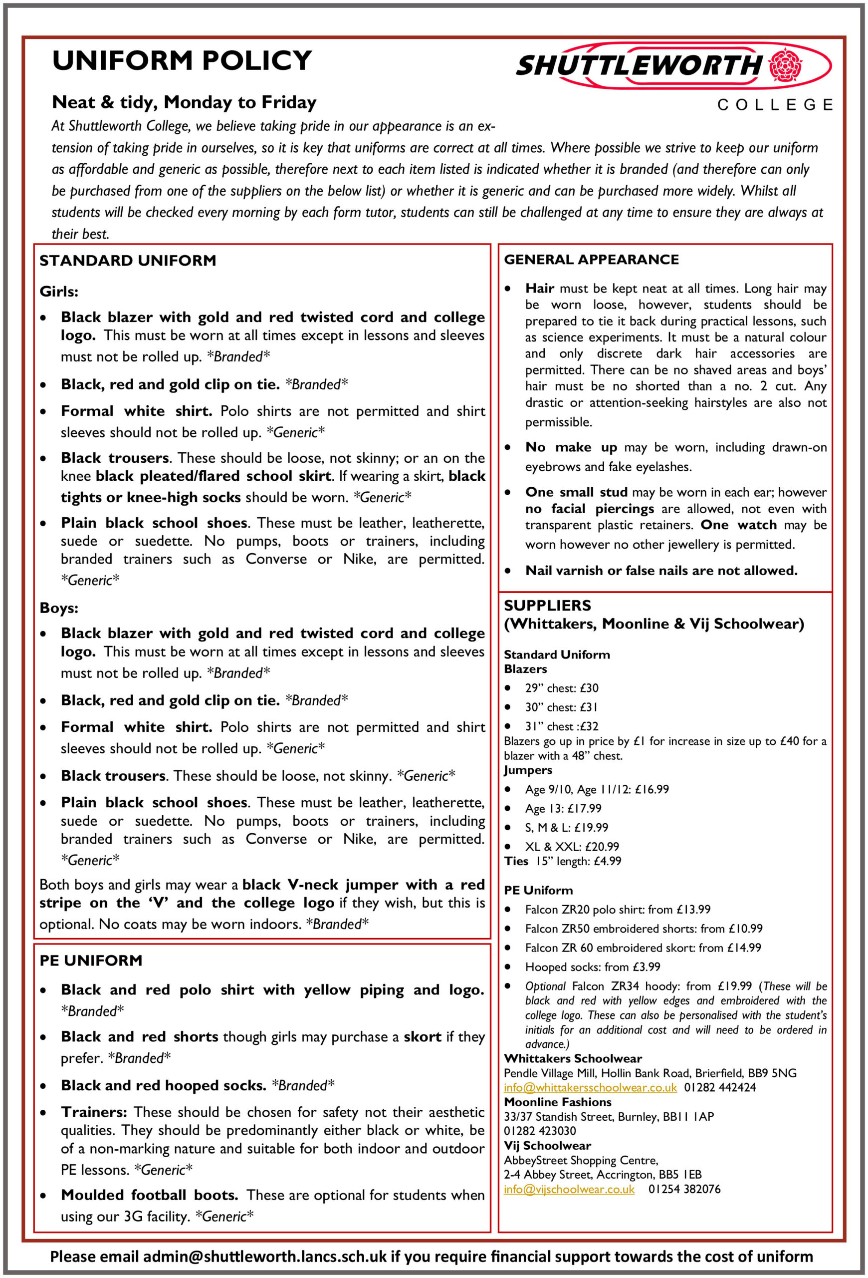 Uniform – Shuttleworth College